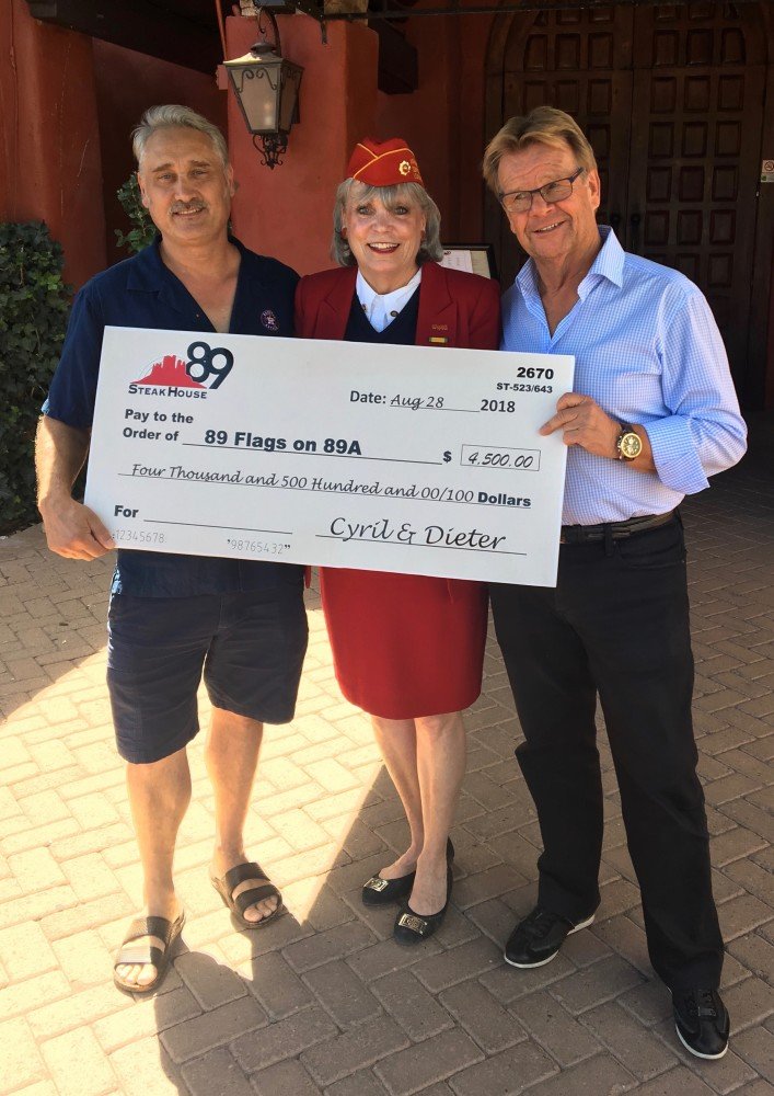 Steakhouse89 Donates $4,500 to Sedona's 89 Flags for 89A